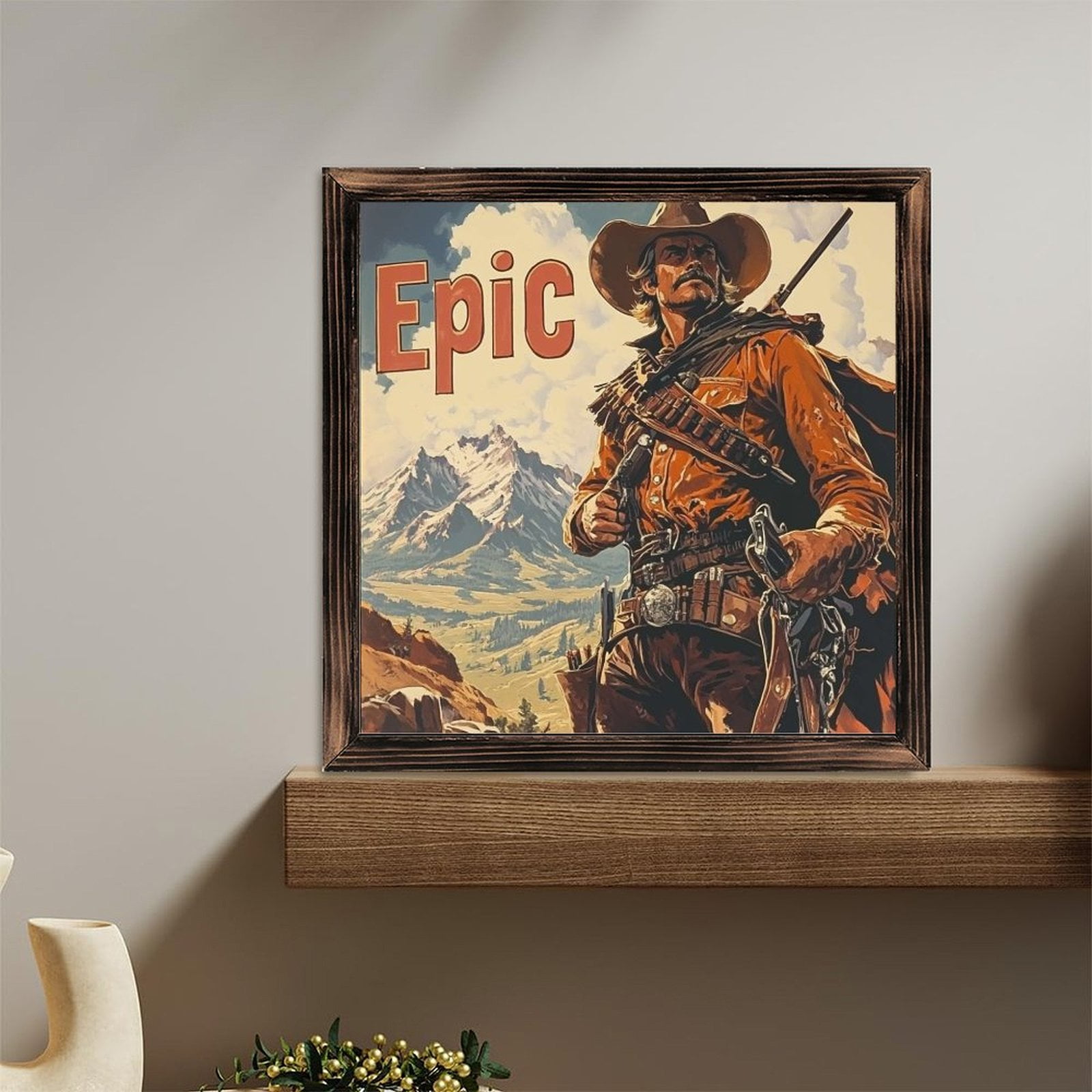 Cowboy Western Outlaw Man Wooden Sign Wall Plaque - Vintage Art ...