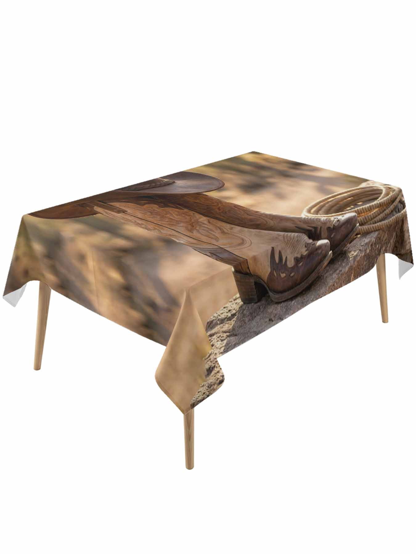 Cowboy Western Rectangle Tablecloth, Cowboy Hats Boots Desert Cacti ...
