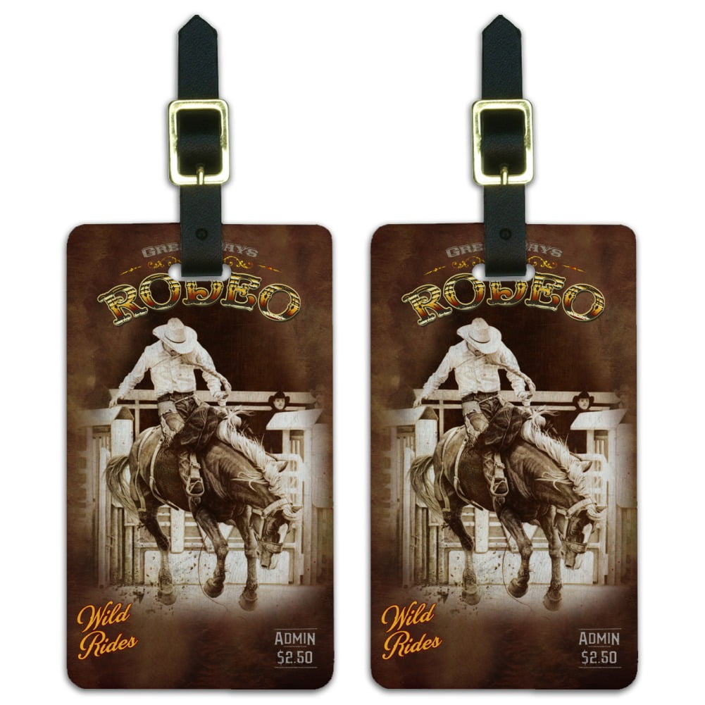 Cowboy Western Rodeo Vintage Horse Bucking Riding Luggage ID Tags ...