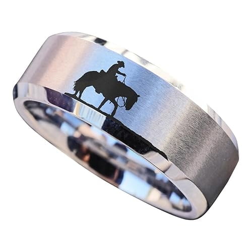 Cowboy Western Silver Wedding Band Horses Wedding Ring Desert Western ...