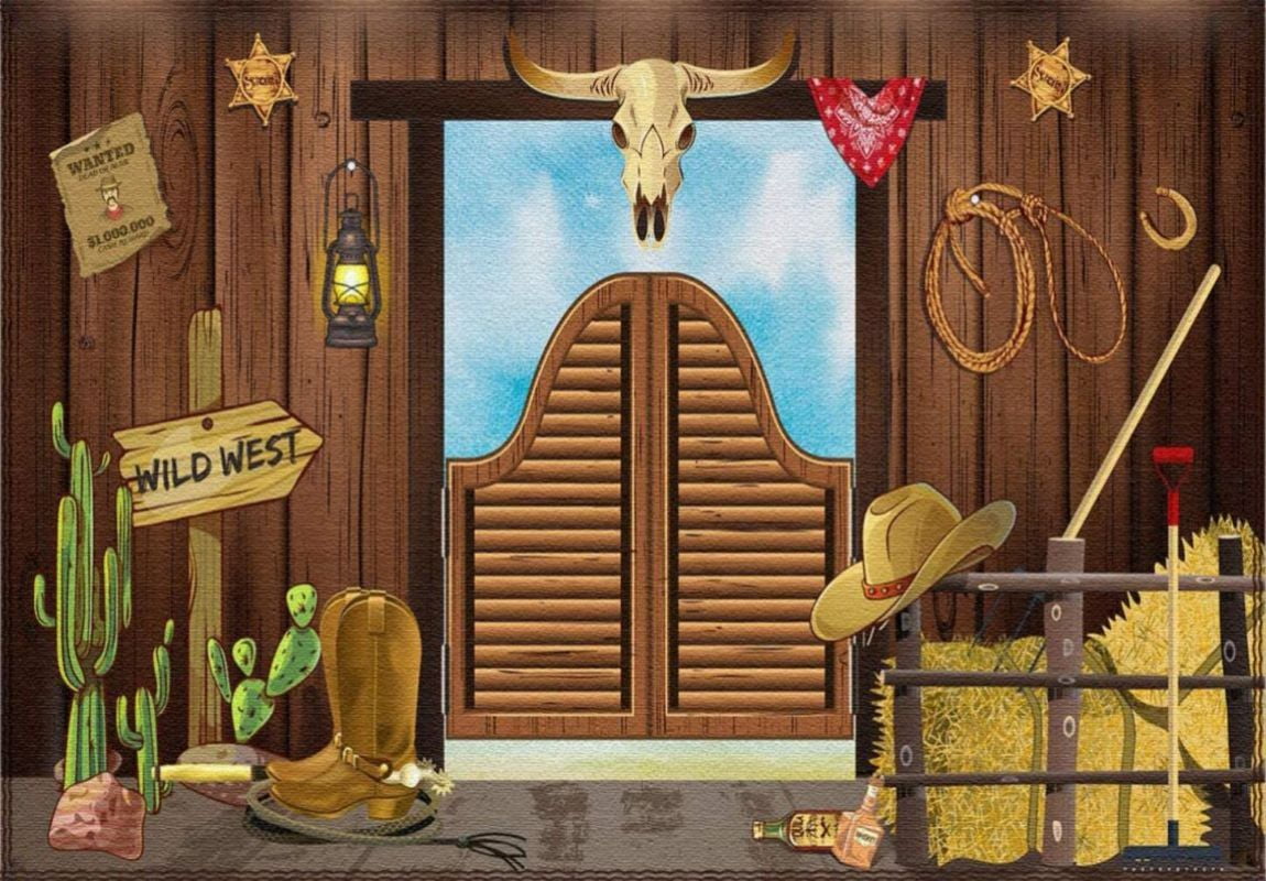 Cowboy Wild West Style Bar Background Birthday ration Banner Photo ...