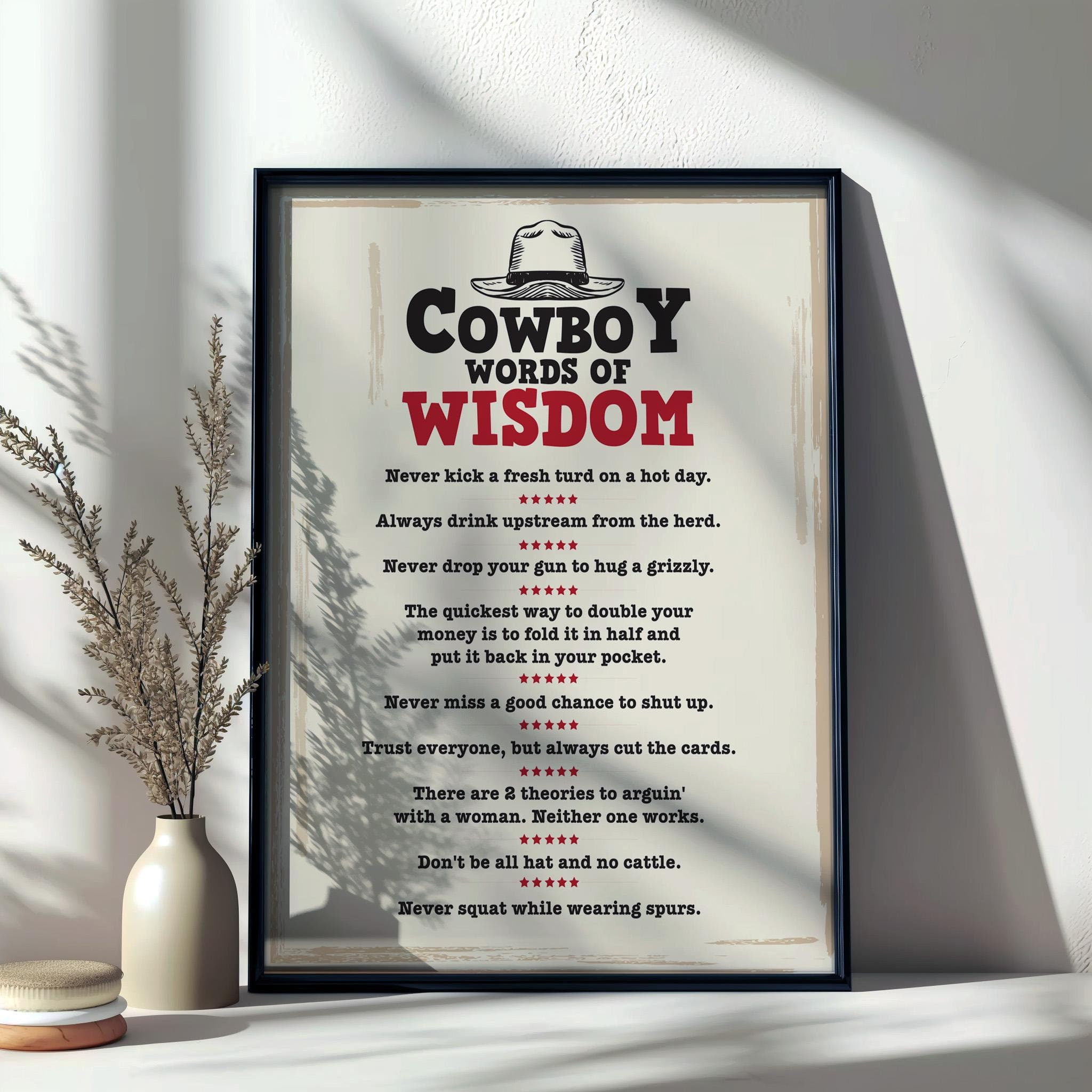 Cowboy Wisdom Wall Art - "Cowboy Words Of Wisdom" - Western Decor In ...