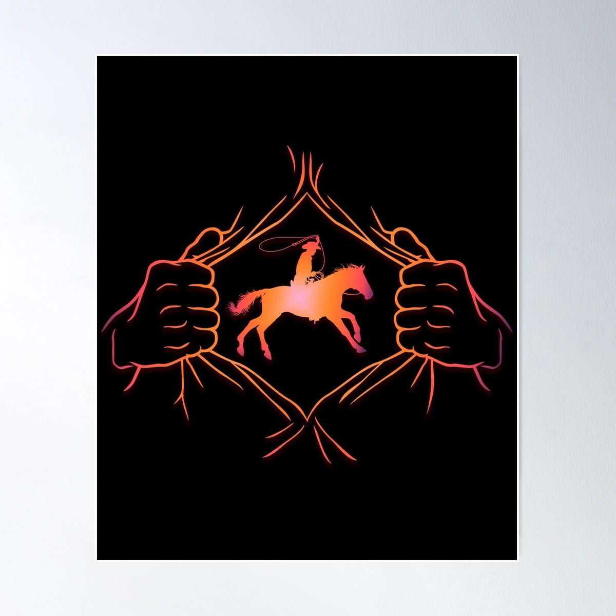 Cowboy With A Lasso Poster Wall Art, Modern Wall Decor For Living Room ...