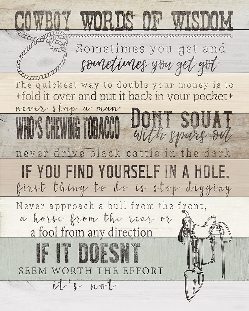 Cowboy Words of Wisdom Poster Print - CAD Design (24 x 36) - Walmart.com