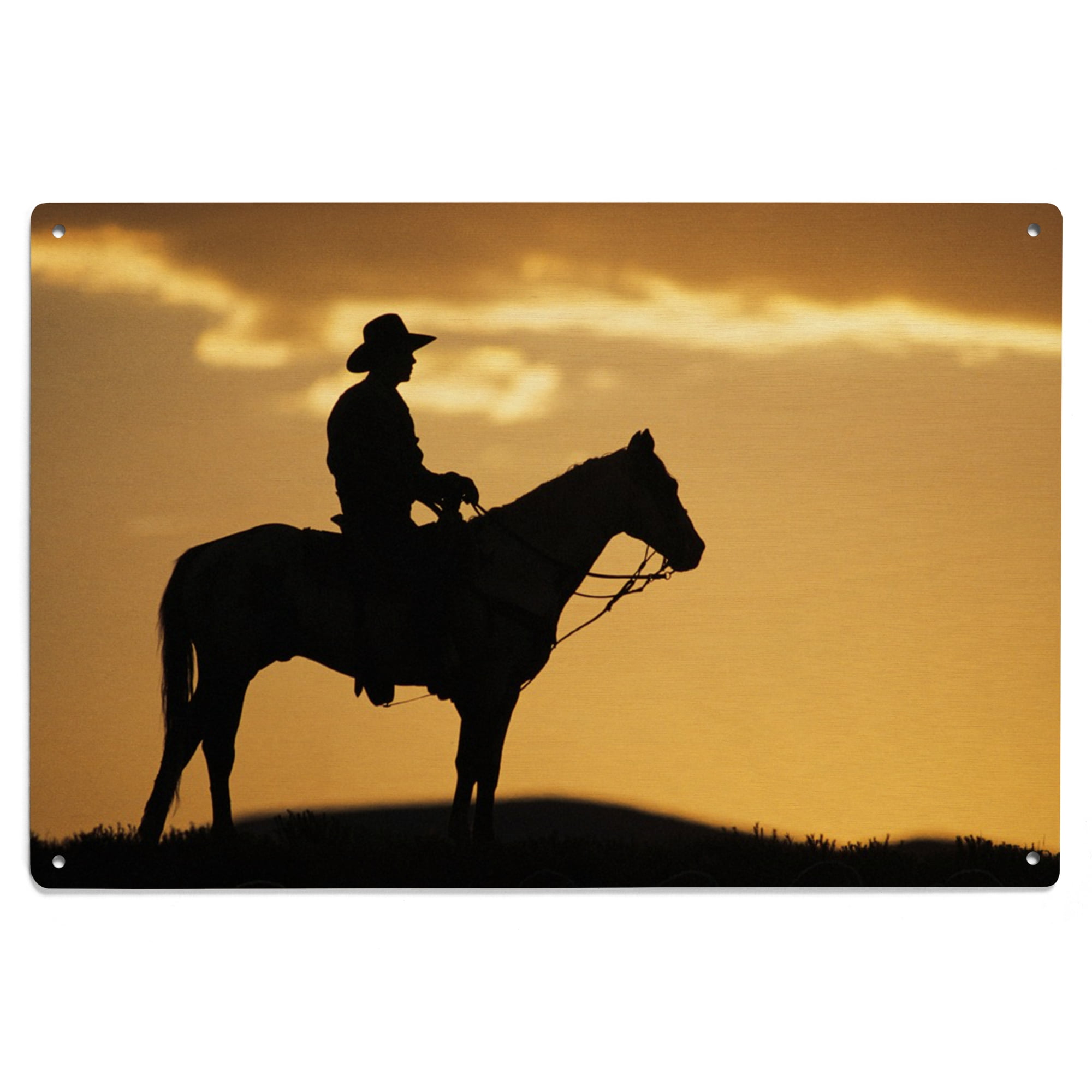Cowboy and Sunset Birch Wood Wall Sign (6x9 Rustic Home Decor, Ready to ...