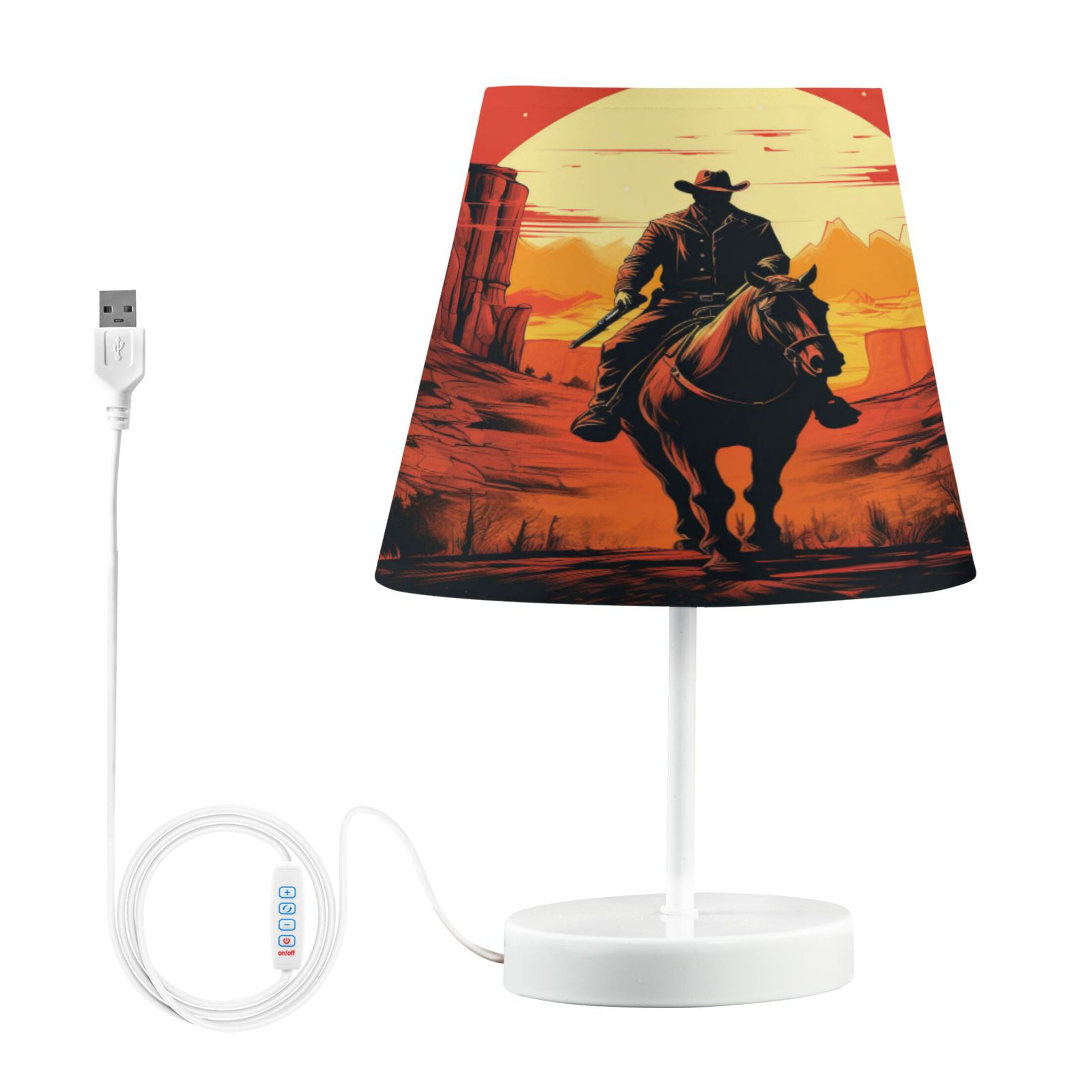 Cowboy and Sunset Desk Lamp LED Table Nightstand Lamps with 3 Color ...