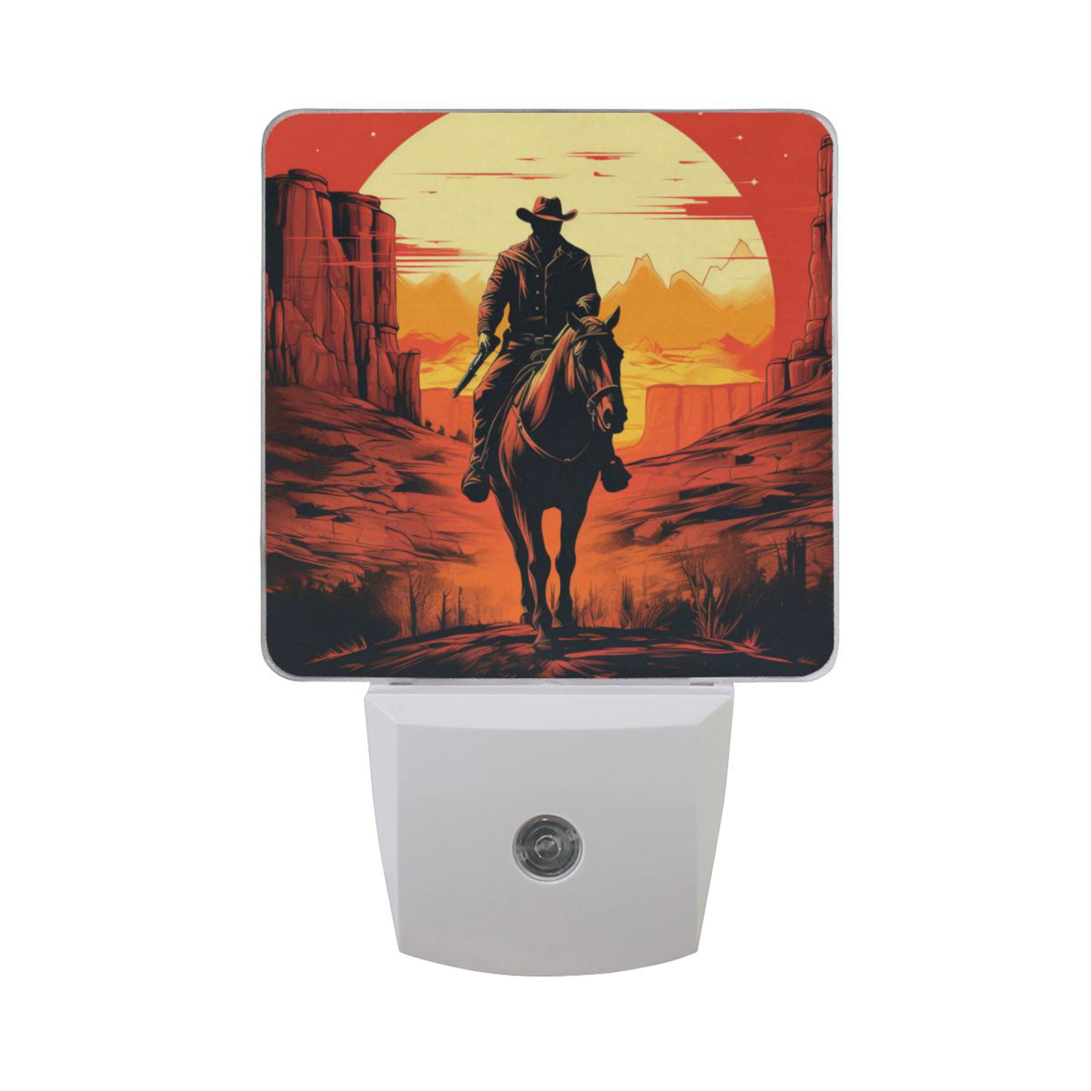 Cowboy and Sunset Night Light 2 Pack LED Nightlight Plug into Wall Dusk ...