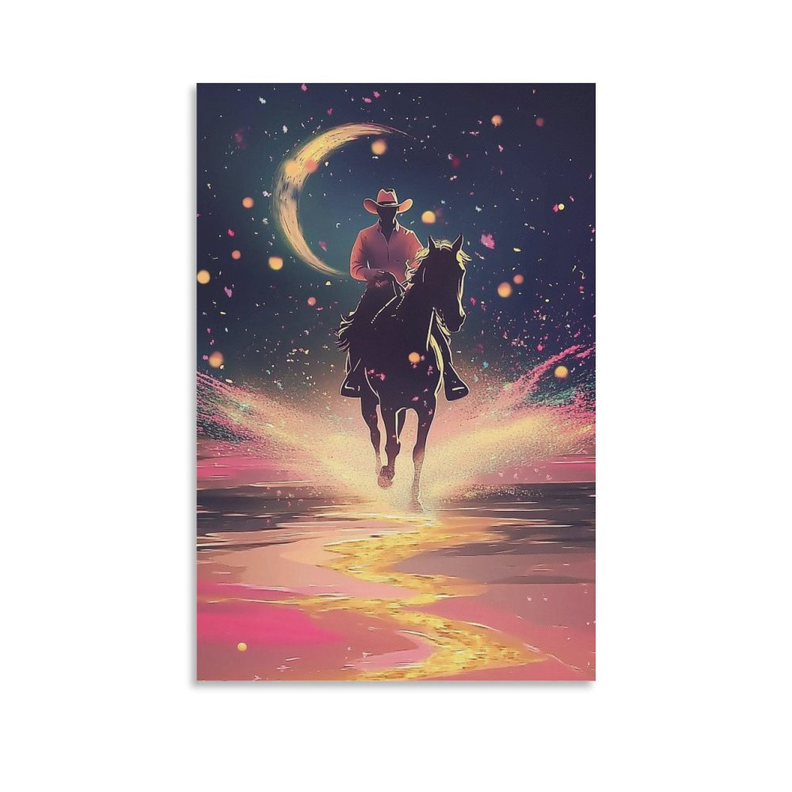 Cowboy on Horseback Painting Poster Cool Artworks Painting Wall Art ...