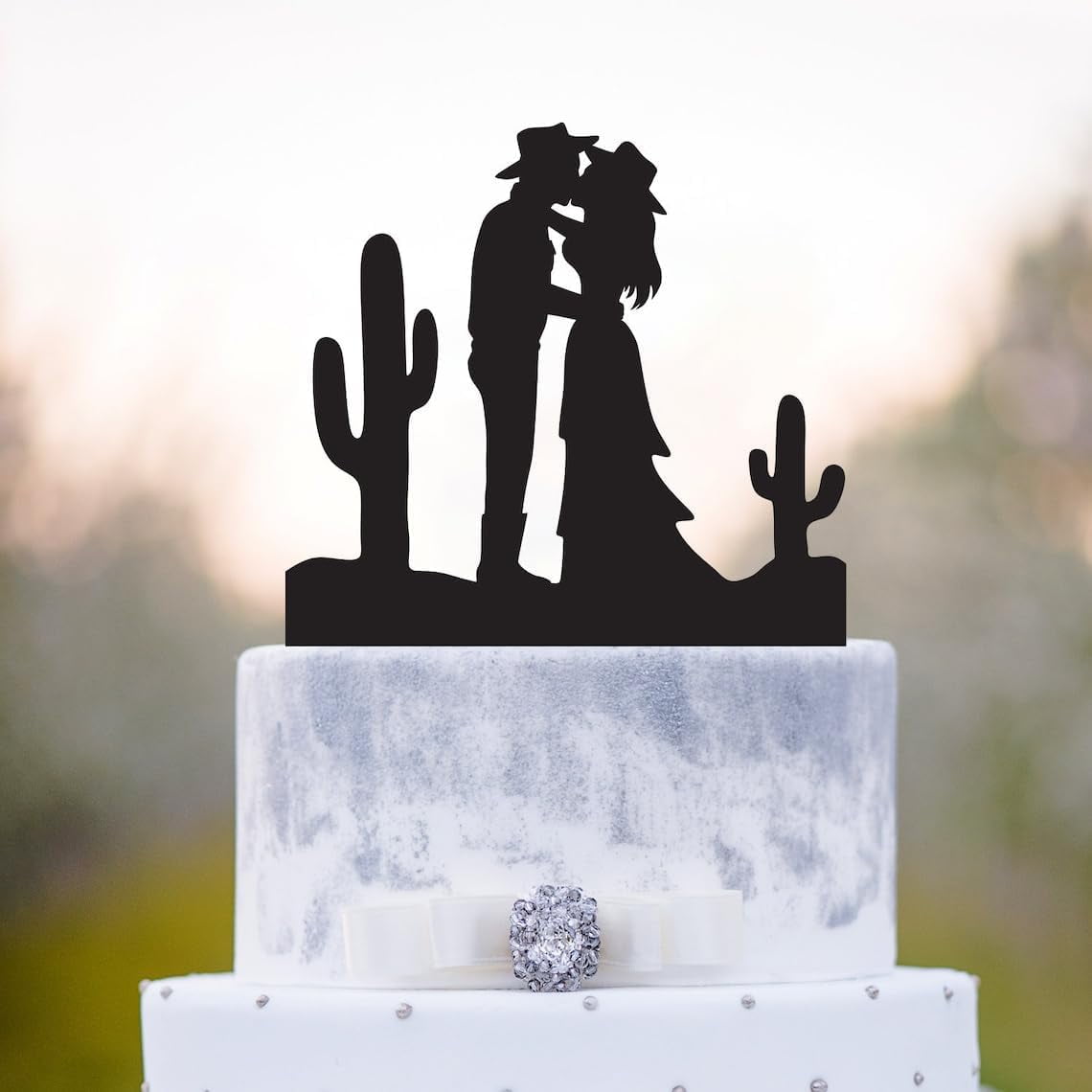 Cowboy wedding cactus mr and mrs kissing cake topper,Cowboy Desert ...