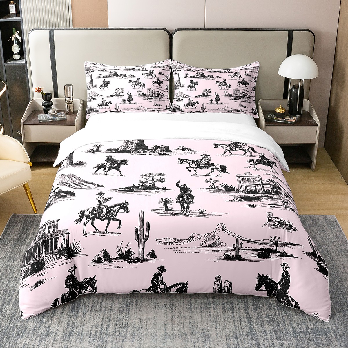 Cow100% Organic Cotton Duvet Cover Queen, Horse Riding Comforter Cover ...
