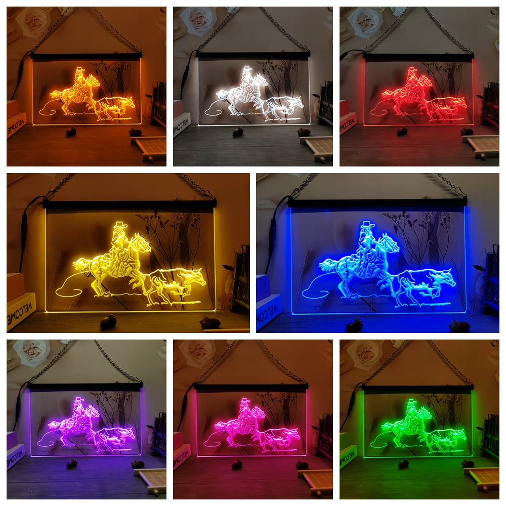 Cowboys Cow Western Bar Pub Vintage LED Neon Sign-Posters,3DCarving ...