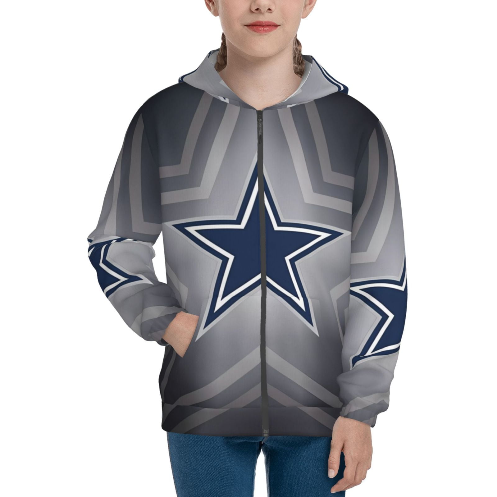 Cowboys Football Team Logo Print Zip-Up Sweatshirt - a Cozy Unisex ...