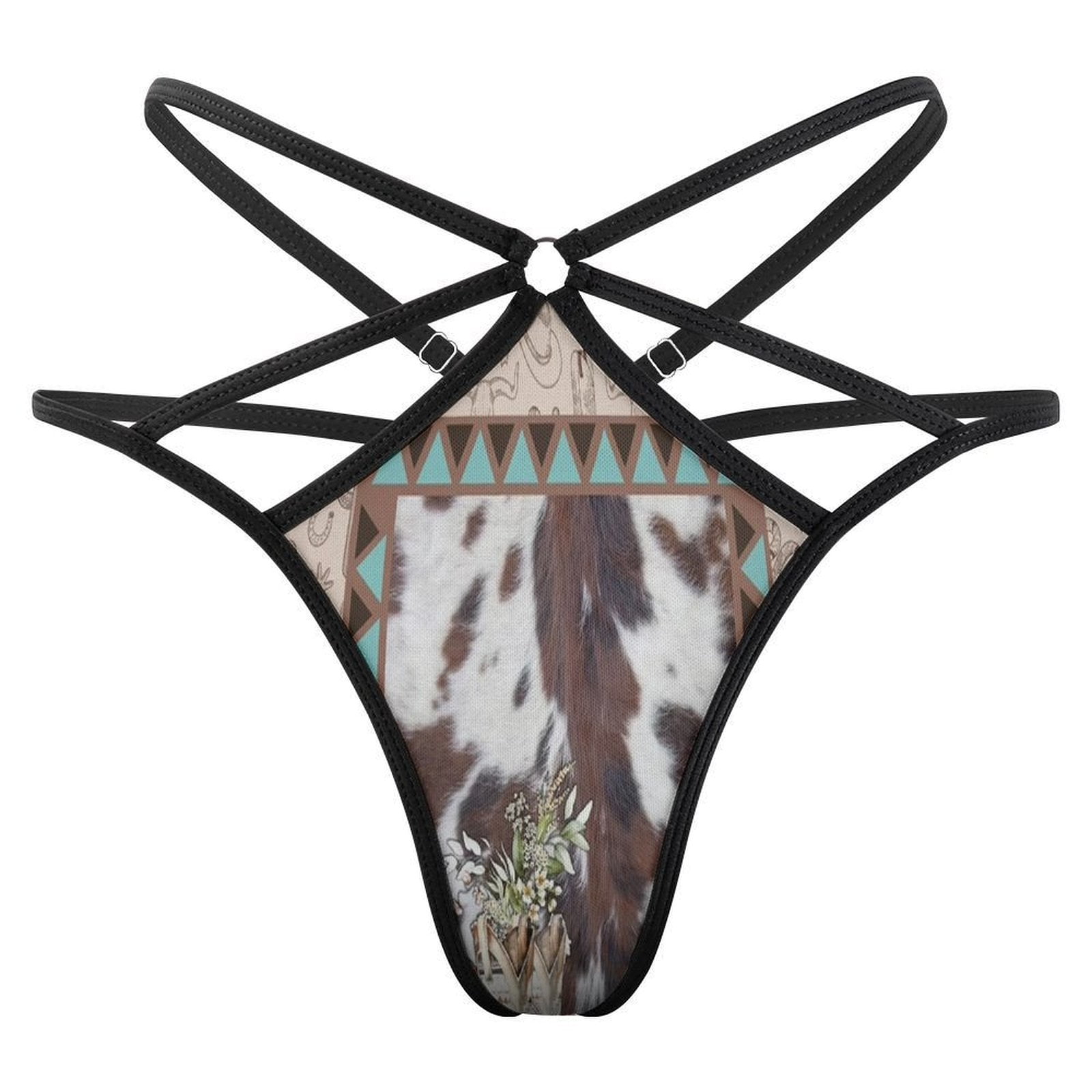 Cowboys Hat Boots Horseshoe Decorative Open Type Women's Panties Crotch ...