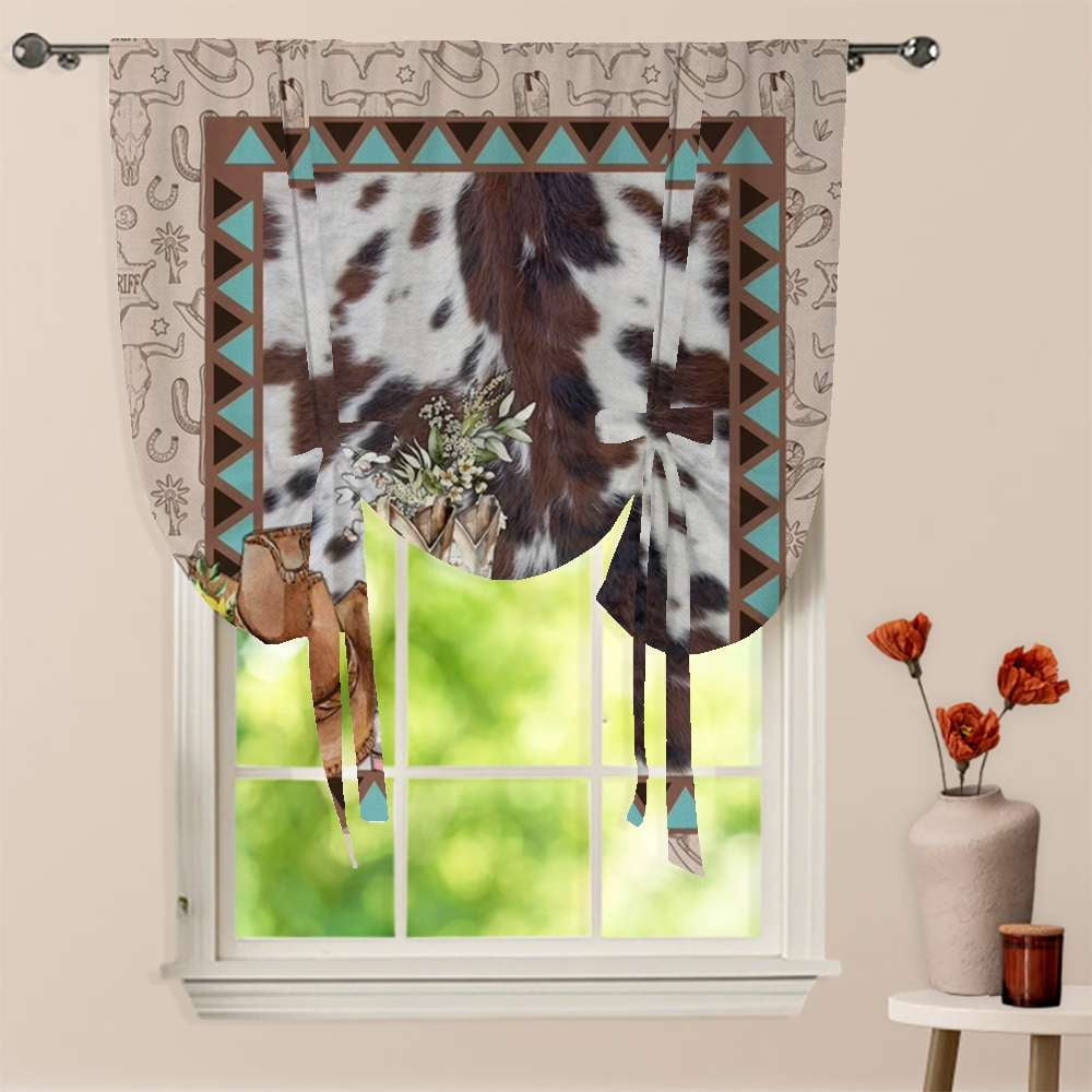 Cowboys Hat Boots Horseshoe Decorative Window Curtain for Living Room ...