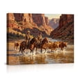Cowboys Herding Cattle Across Canyon River Western Cattle Drive ...