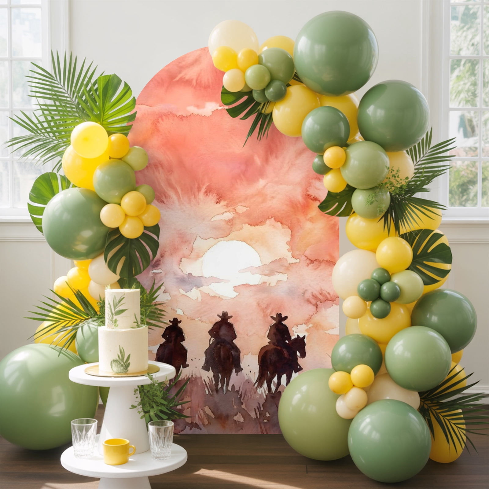 Cowboys on Horses Arch Backdrop Cover, 4FT, Watercolor Western Art ...