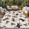 Cowboys Indoor Outdoor Rugs 6x9 Ft, Vintage Horses Cactus Linen Texture ...