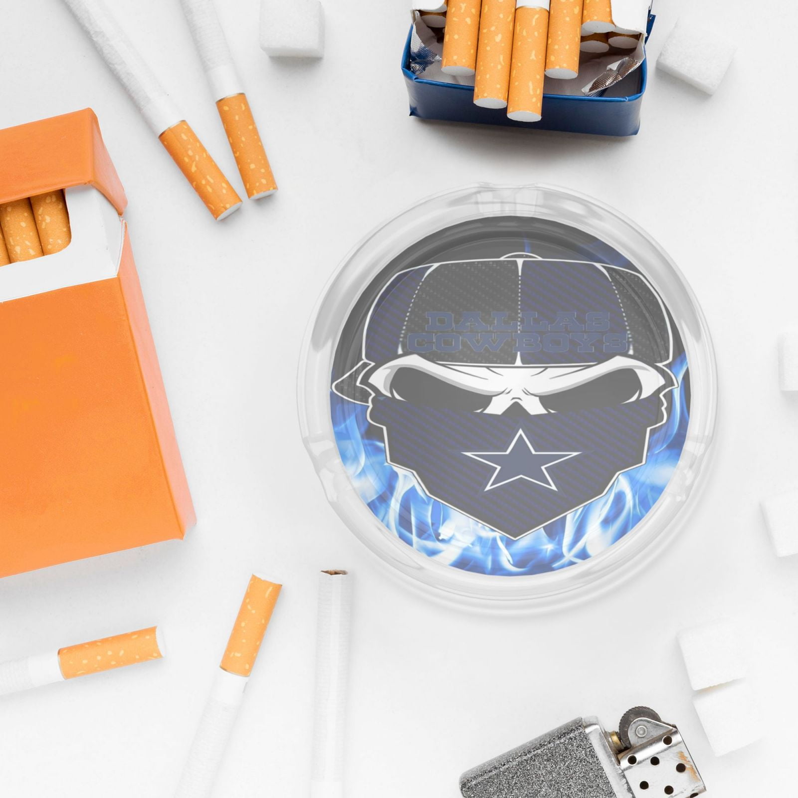 Cowboys Logo Custom Personalized Round Glass Transparent Ashtray, Home ...