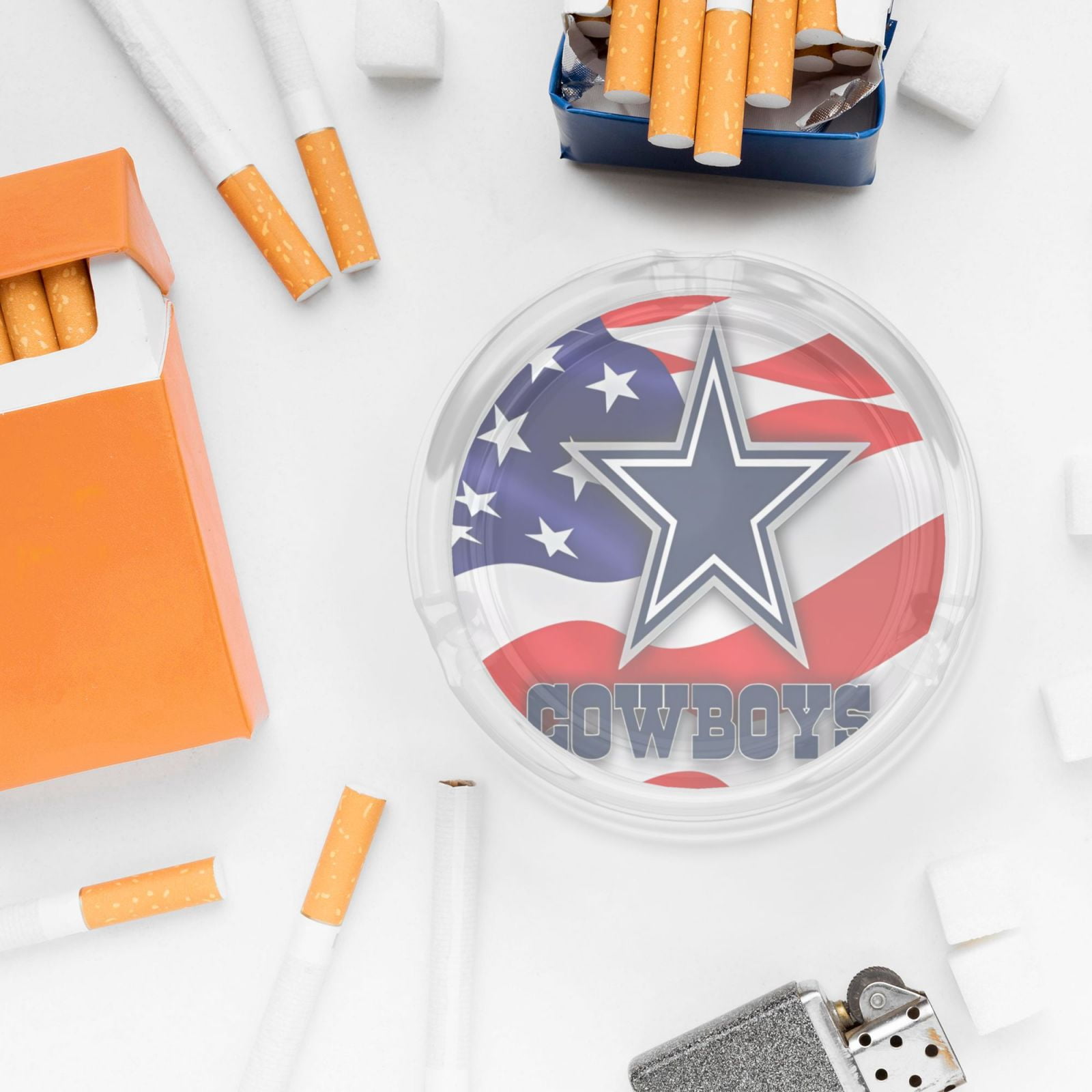Cowboys Logo Custom Personalized Round Glass Transparent Ashtray, Home ...