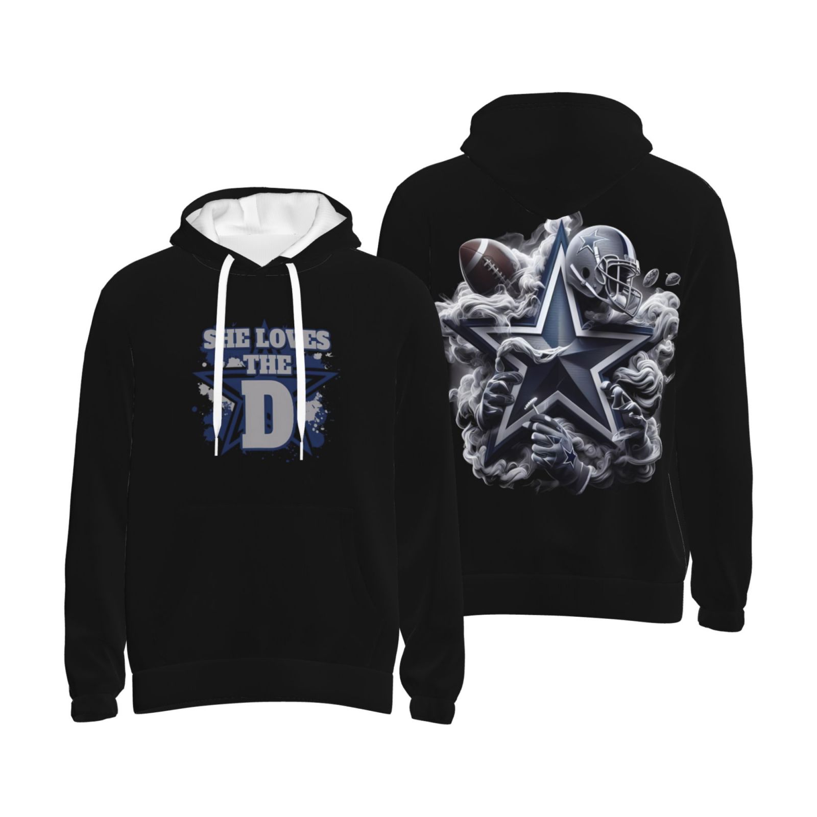 Cowboys Men's Football Hooded Sweatshirt, Double-sided Hoodie With ...