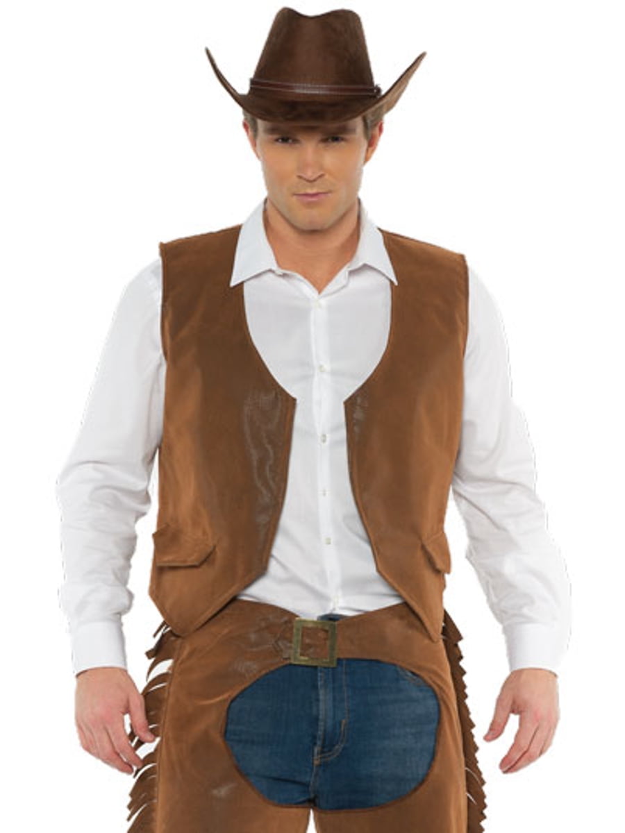 Men's Wild West Sheriff Cowboy Brown Costume Vest 2X-Large 50-52 ...