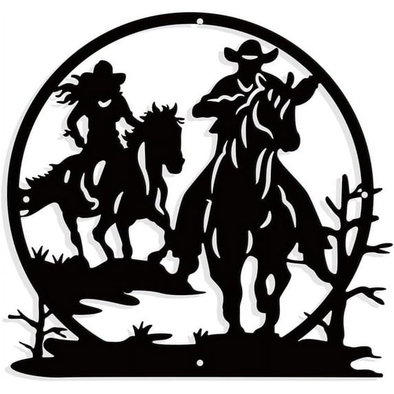 Cowboys Metal Wall Art Decor Matte Style Wall Hanging Decor Silhouette ...