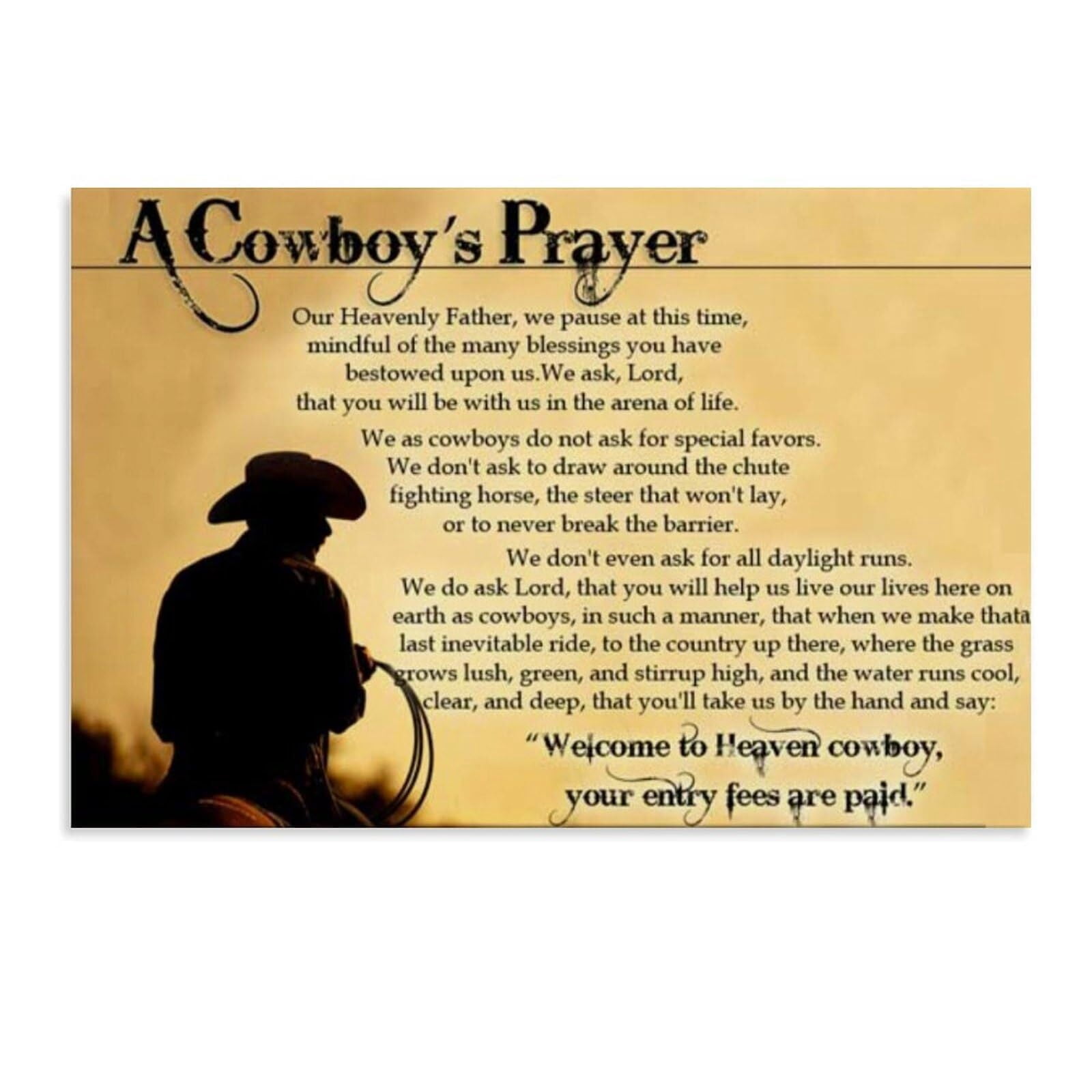 Cowboys Prayer Inspirational Quotes Art Poster 3 Gift Wall Decor ...