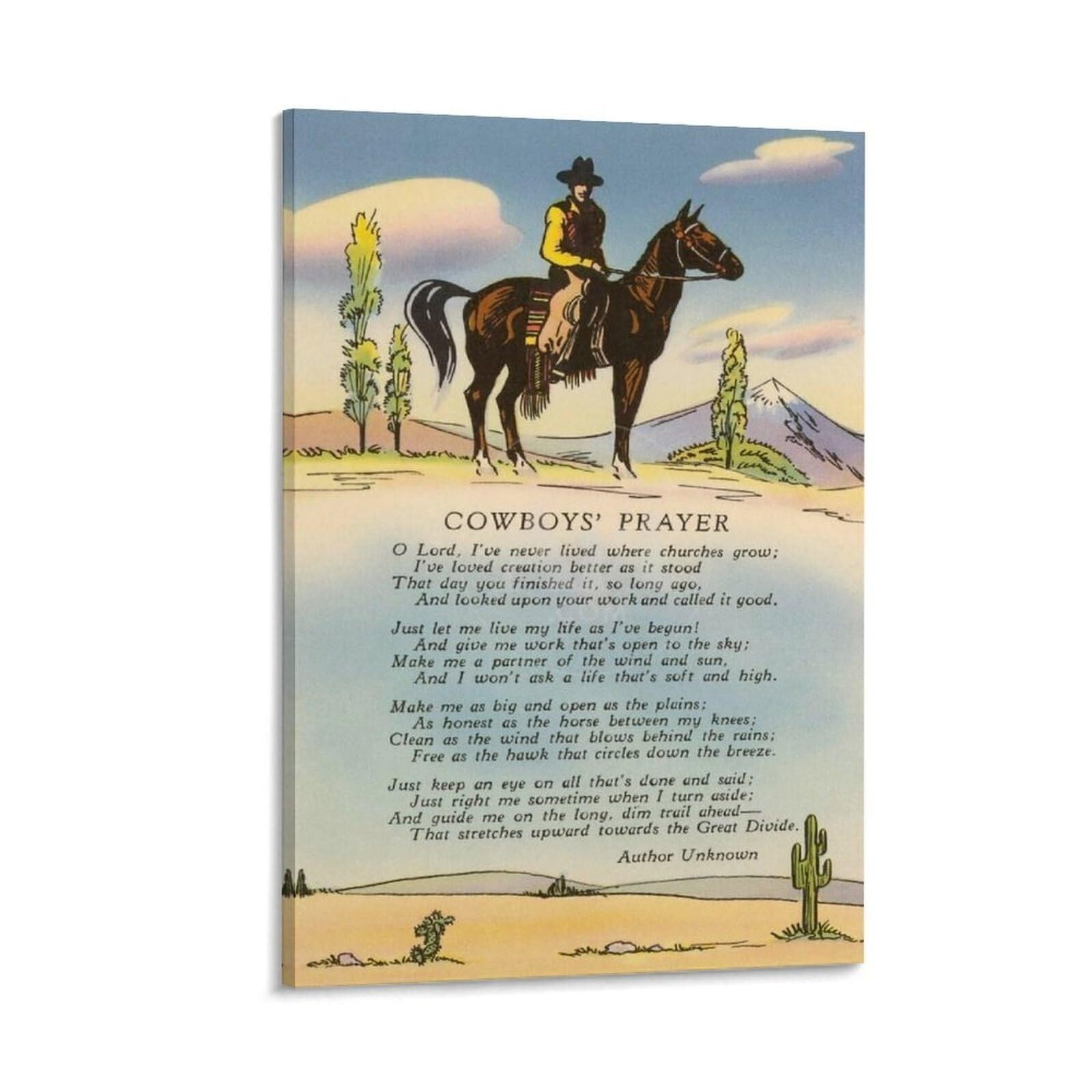 Cowboys Prayer Inspirational Quotes Art Poster Gift Wall Decor Painting ...