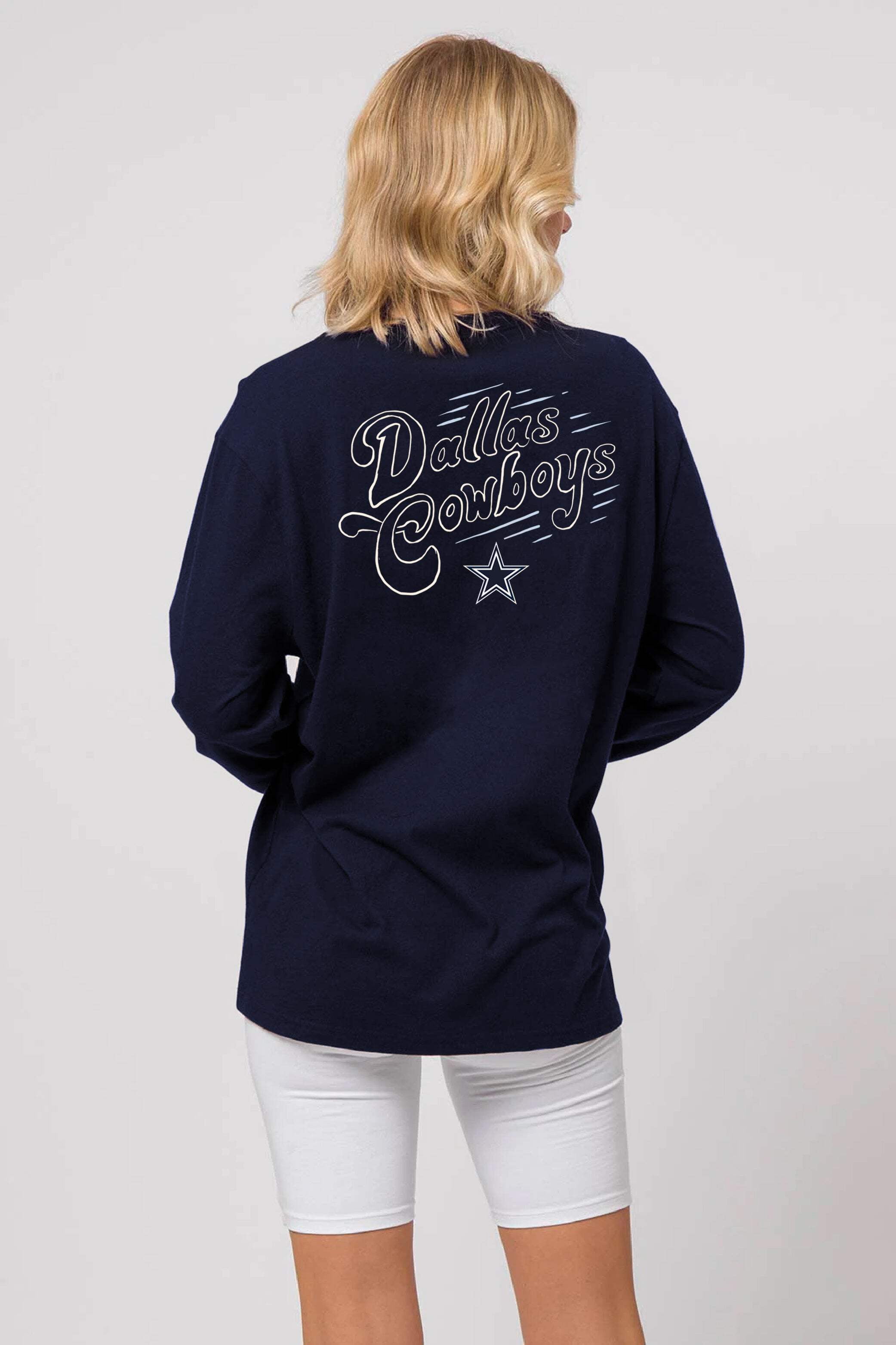 Cowboys Retro Script Long Sleeve - Navy - Walmart.com