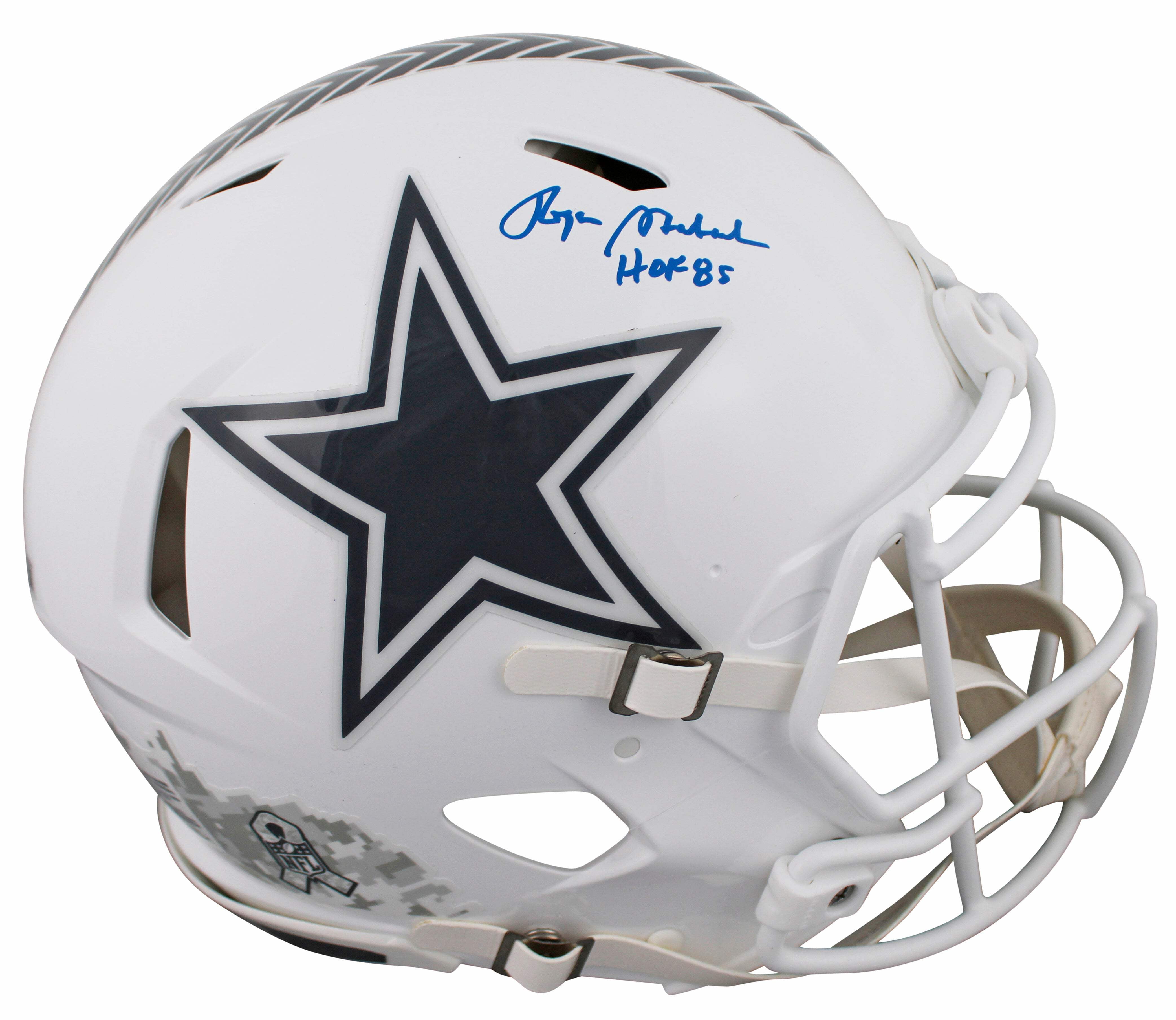 Cowboys Roger Staubach "HOF 85" Signed STS III F/S Speed Proline Helmet ...