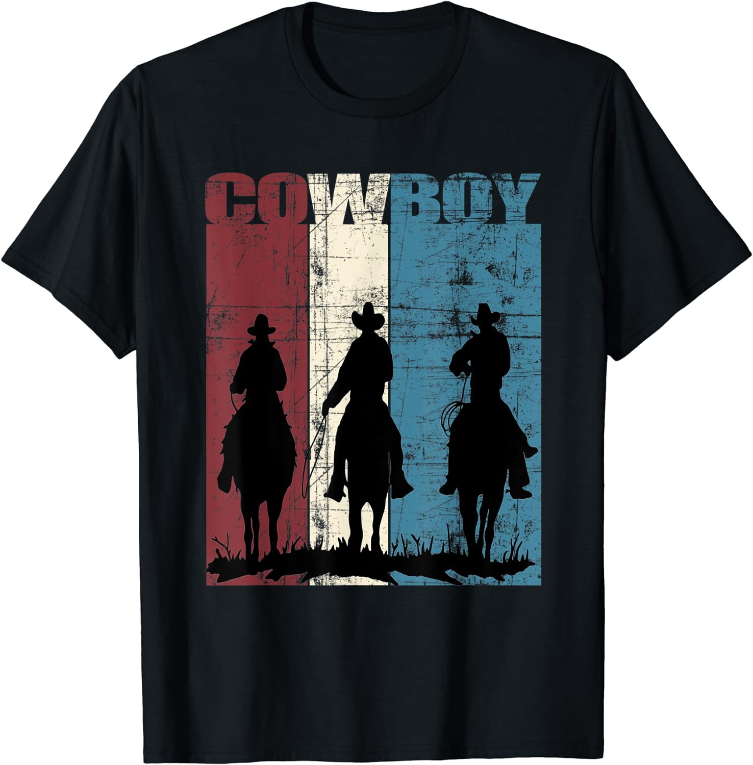 Cowboys Vintage Western Cowboy Distressed T-Shirt Black - Walmart.com