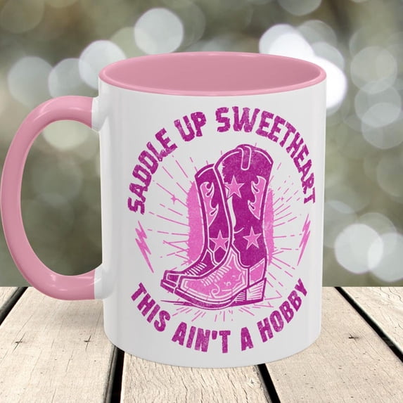 Cowgir1l Ceramic Mug, Pink Cowgir1l B1Oo Coffee Up, Saddle Up ...