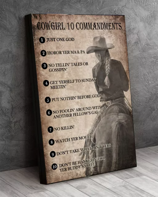 Cowgirl 10 Commandments God Jesus Christian Horse Riding Horses Poster ...