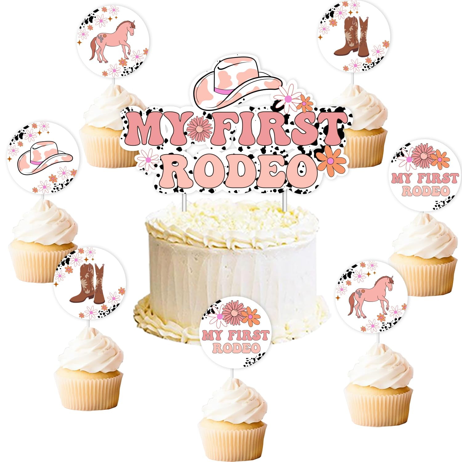 Cowgirl 1st Rodeo Cupcake Toppers, My First Rodeo Cake Decoration ...