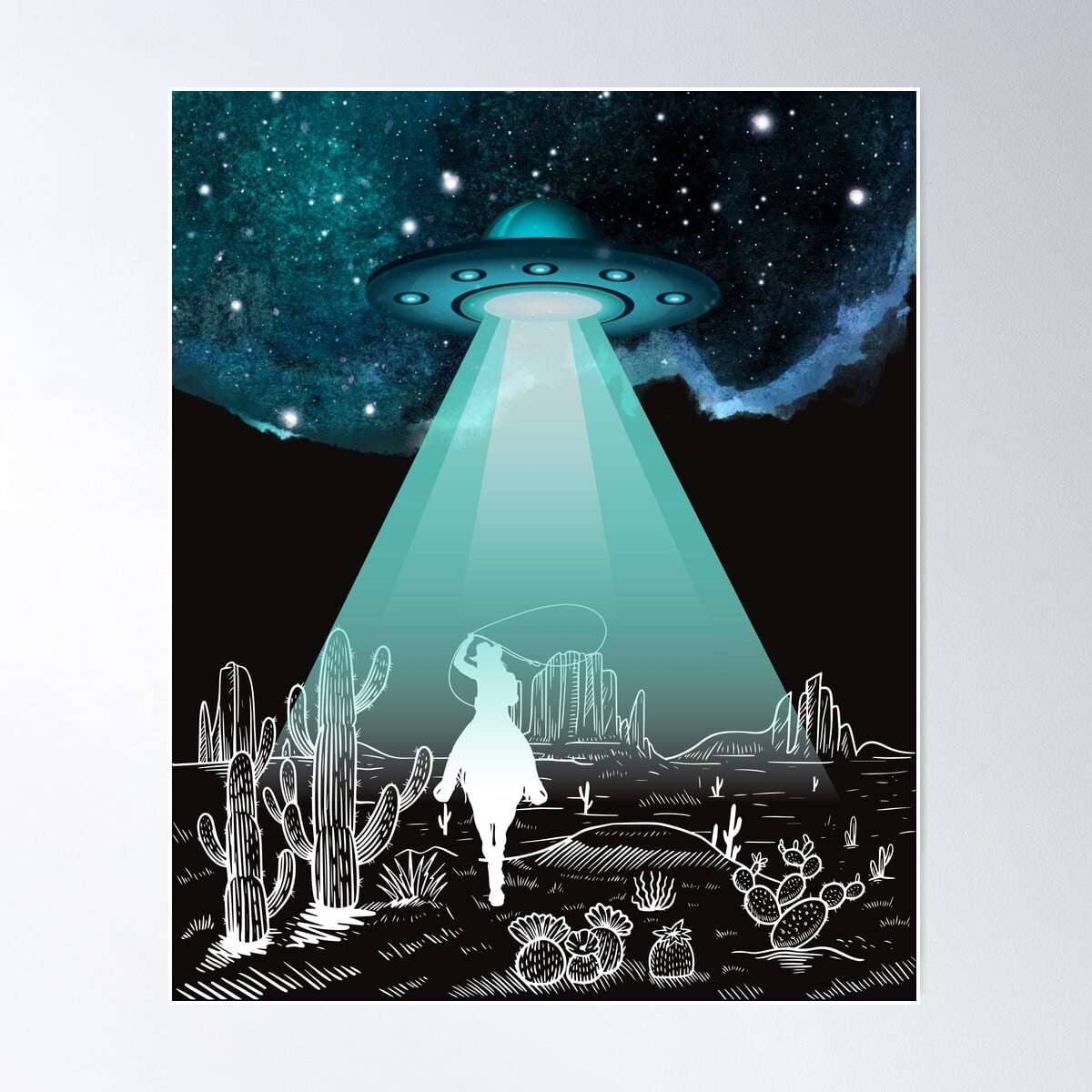 Cowgirl Alien Abduction Poster Wall Art, Modern Wall Decor For Living ...