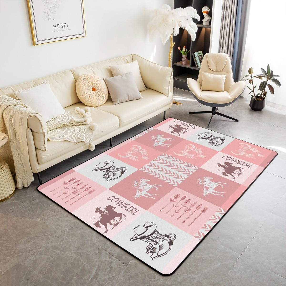 Cowgirl Area Rug Western Cowboy Boots Hats Floor Mats Rugs For Boys ...
