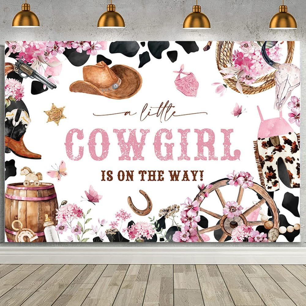 Cowgirl Baby Shower Backdrop for girls A Little Cowgirl is On The Way ...