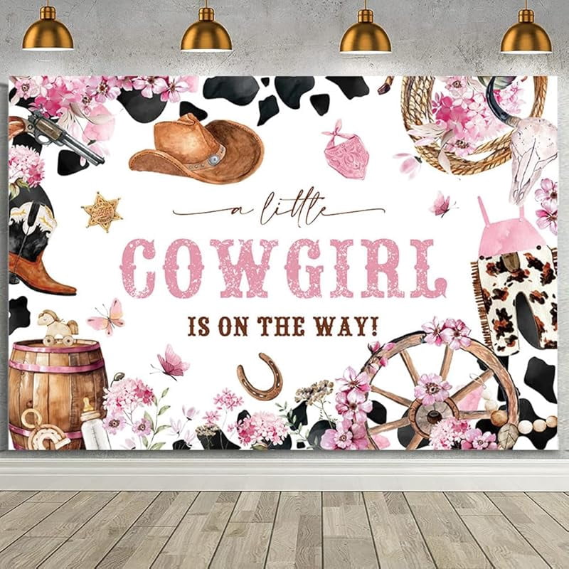 Cowgirl Baby Shower Backdrop for girls A Little Cowgirl is On The Way ...