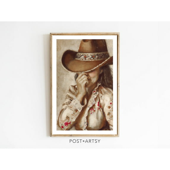 Cowgirl Bathroom Retro Wall Art, Unframed Paper Print Size 8x12 ...