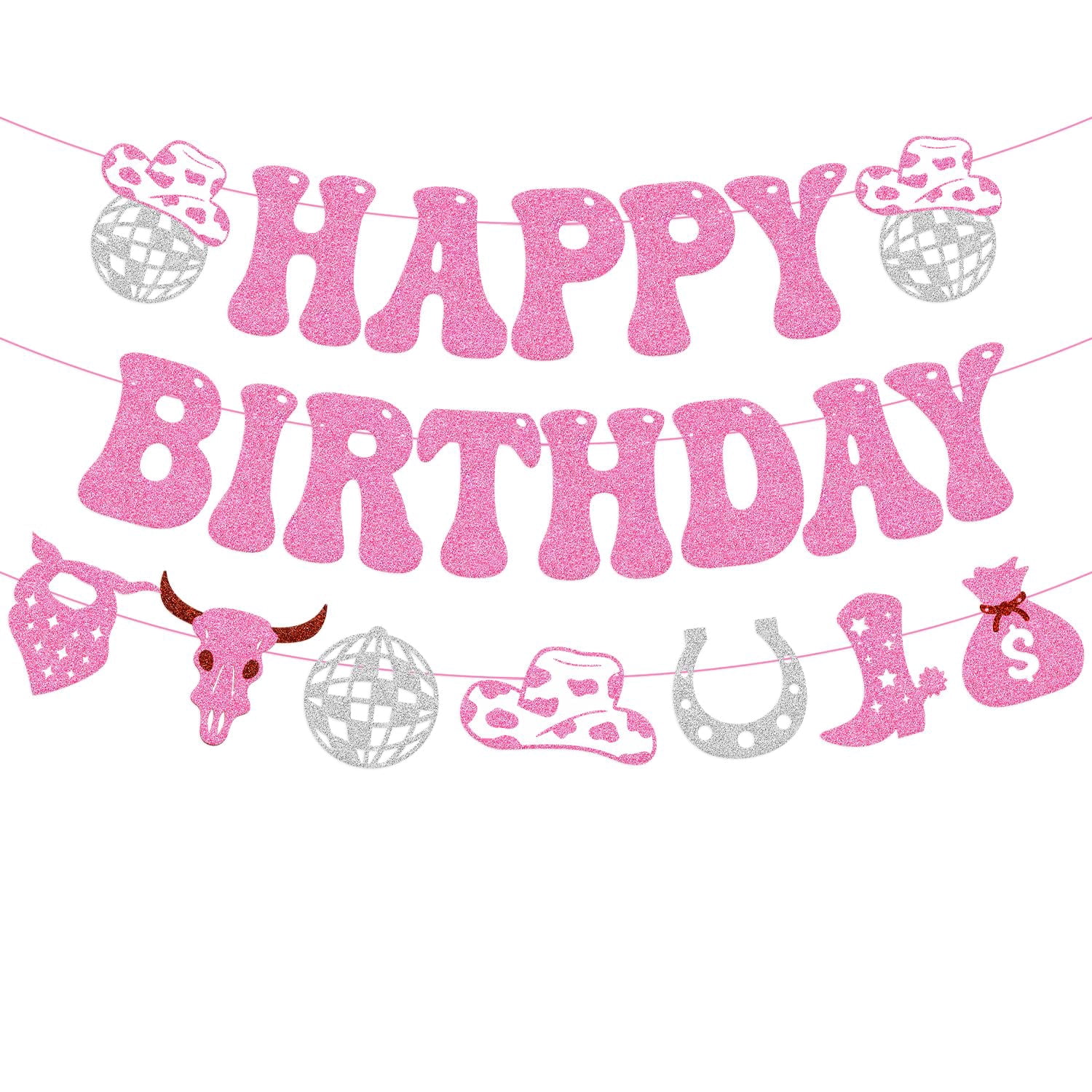 Cowgirl Birthday BannerUMRT Disco Cowgirl Banner Western Girl Bday ...