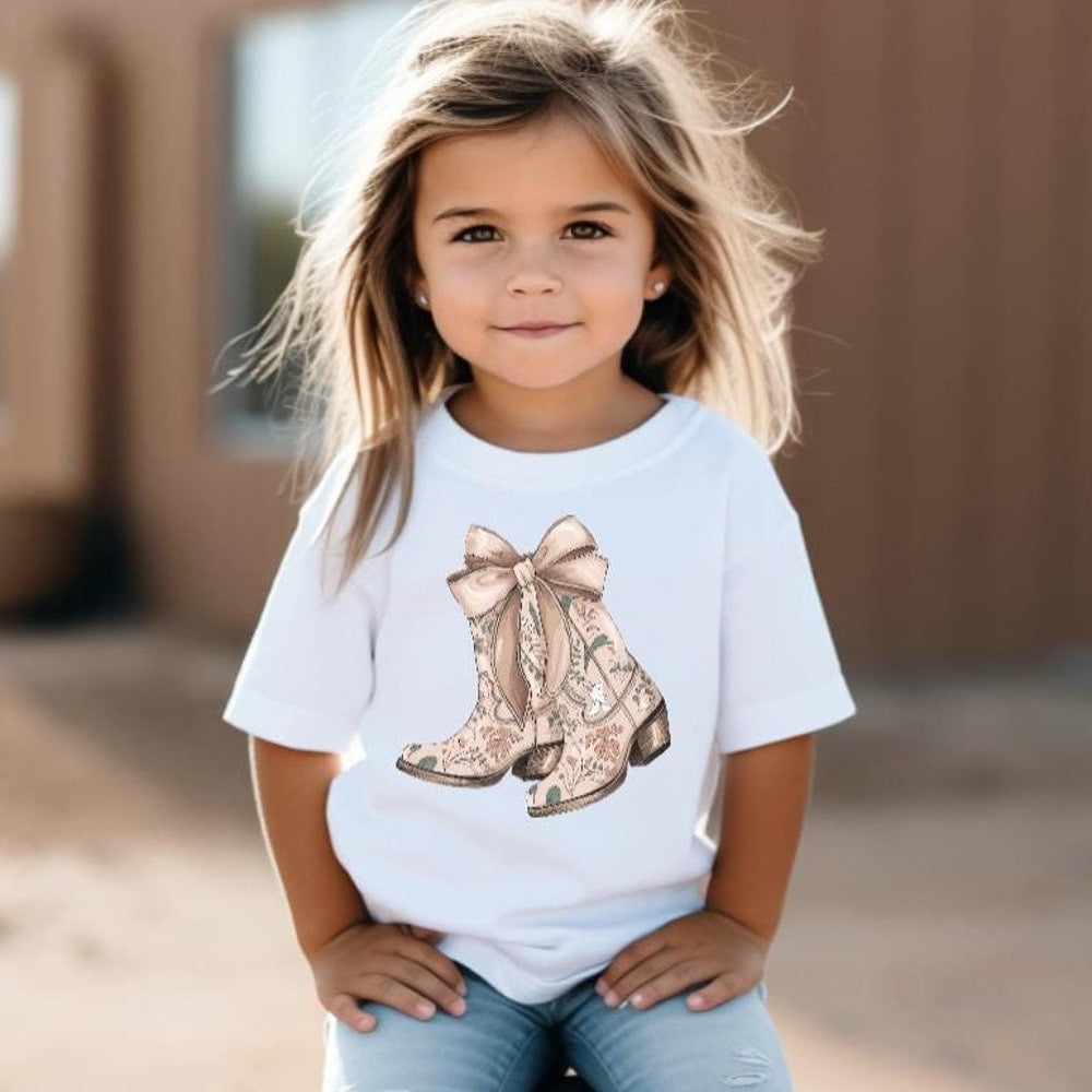 Cowgirl Boots Toile Patterned Beige Cowboy Boots Tee Shirt, Toddler T ...