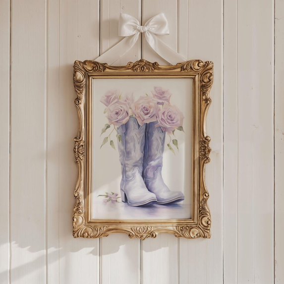 Cowgirl Boots Wall Art Preppy Cowgirl College Dorm Room Decor Girly ...