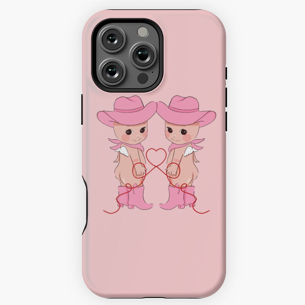 Cowgirl Cherubs Pink Western Angel Phone Case for iPhone 16 15 14 13 12 ...