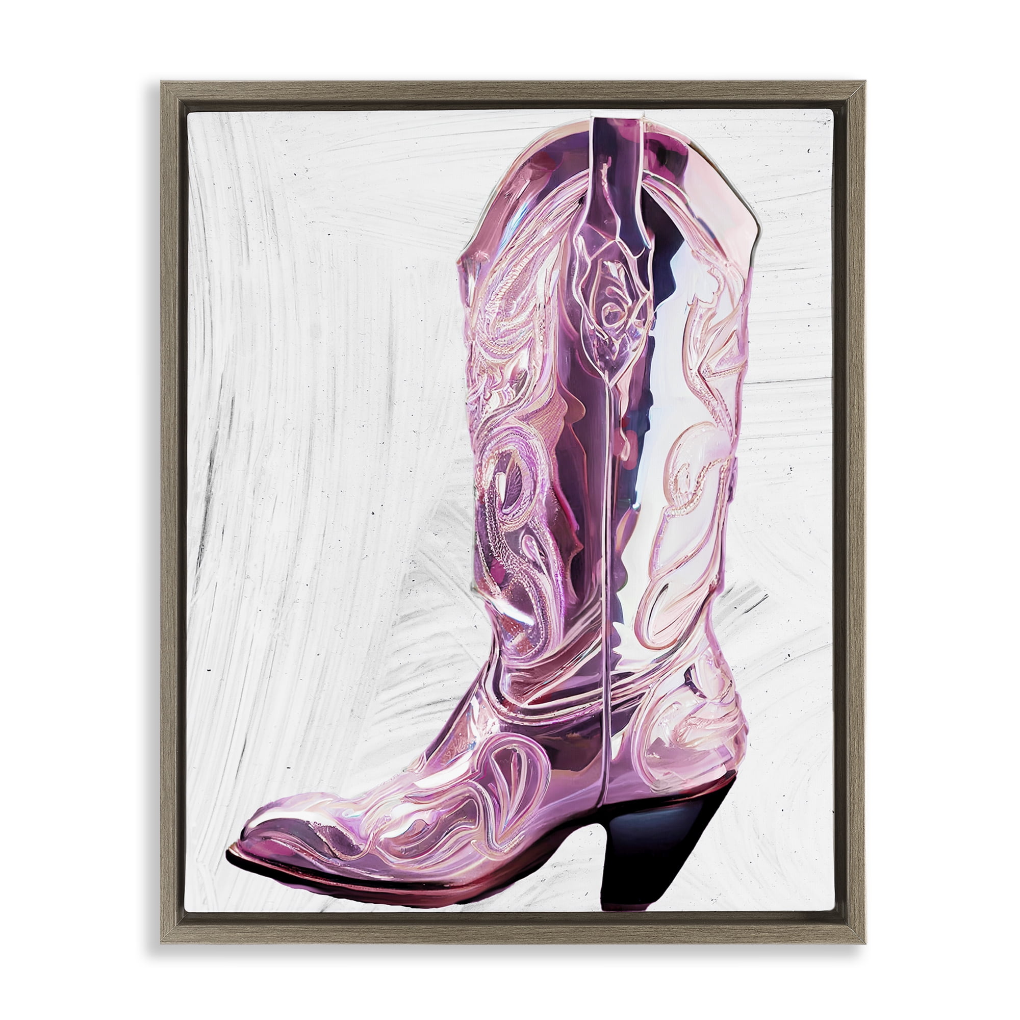 Cowgirl Cinderella's Boot Brown Framed Floater Canvas Wall Art, design ...