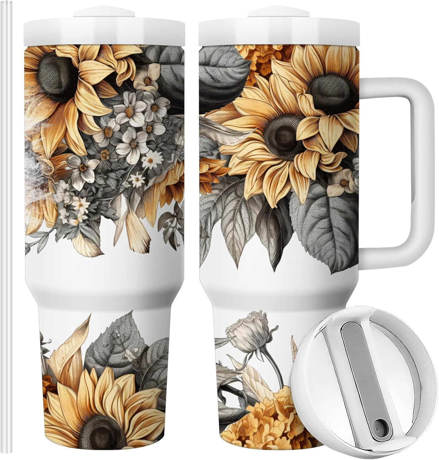 Cowgirl Country Music Sunflowers Guitar 40oz Stainless Steel Travel Mug ...