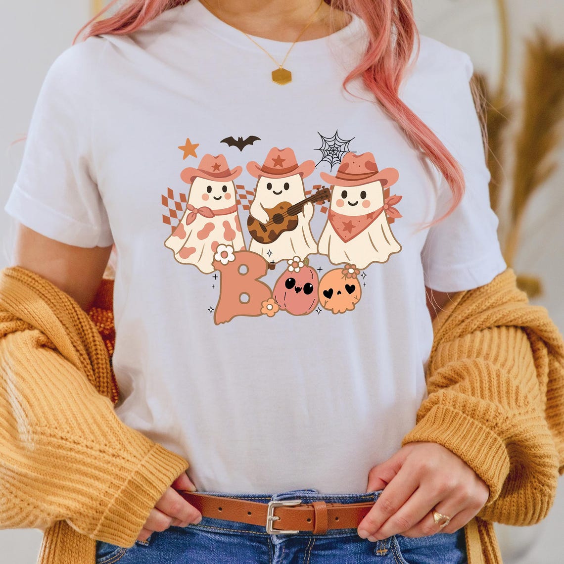 Cowgirl Ghost T-shirt, Cute Western Tee, Spooky Ghost Cowboy Shirt ...
