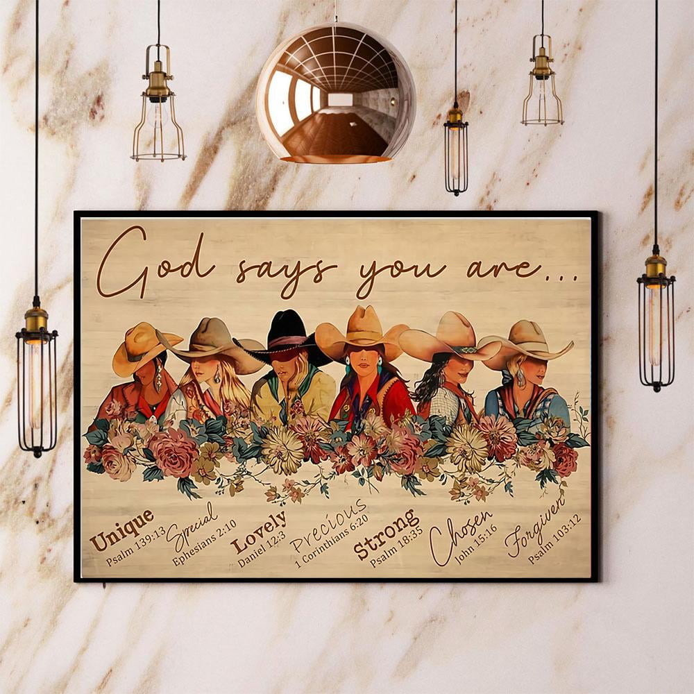 Cowgirl God Says You Are Unique Special Lovely Strong Paper Poster No ...