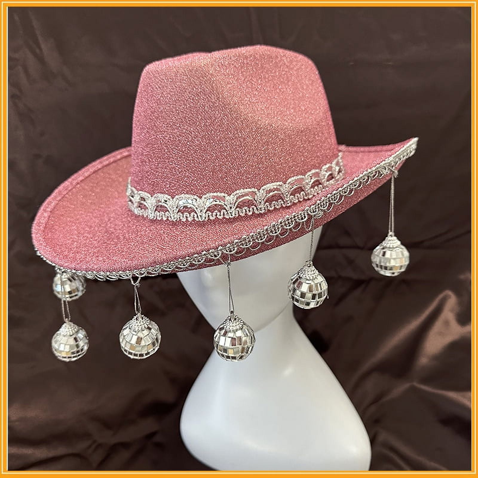 Cowgirl Hat Disco Ball Fringe Cowgirl Hat Eye-catching Party Headwear ...