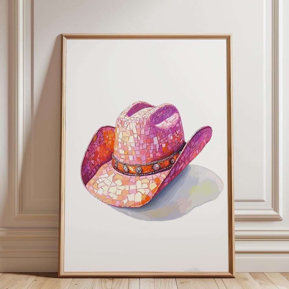 Cowgirl Hat Print Retro Pink Western Art Preppy Trendy Poster Vintage ...