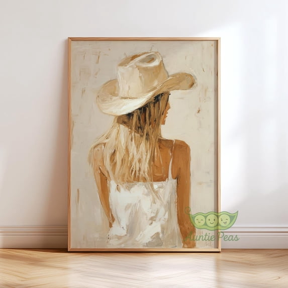 Cowgirl Hat Wall Art Western Woman Minimalist Ranch Art Rustic ...